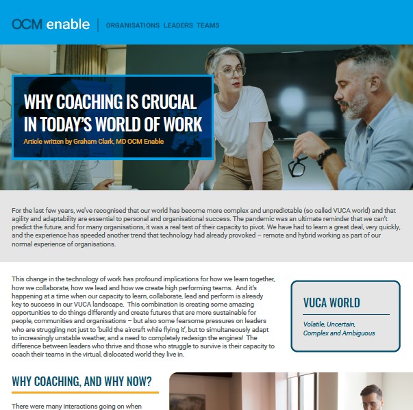 Why Coaching is Crucial in Today's World of Work | The OCM